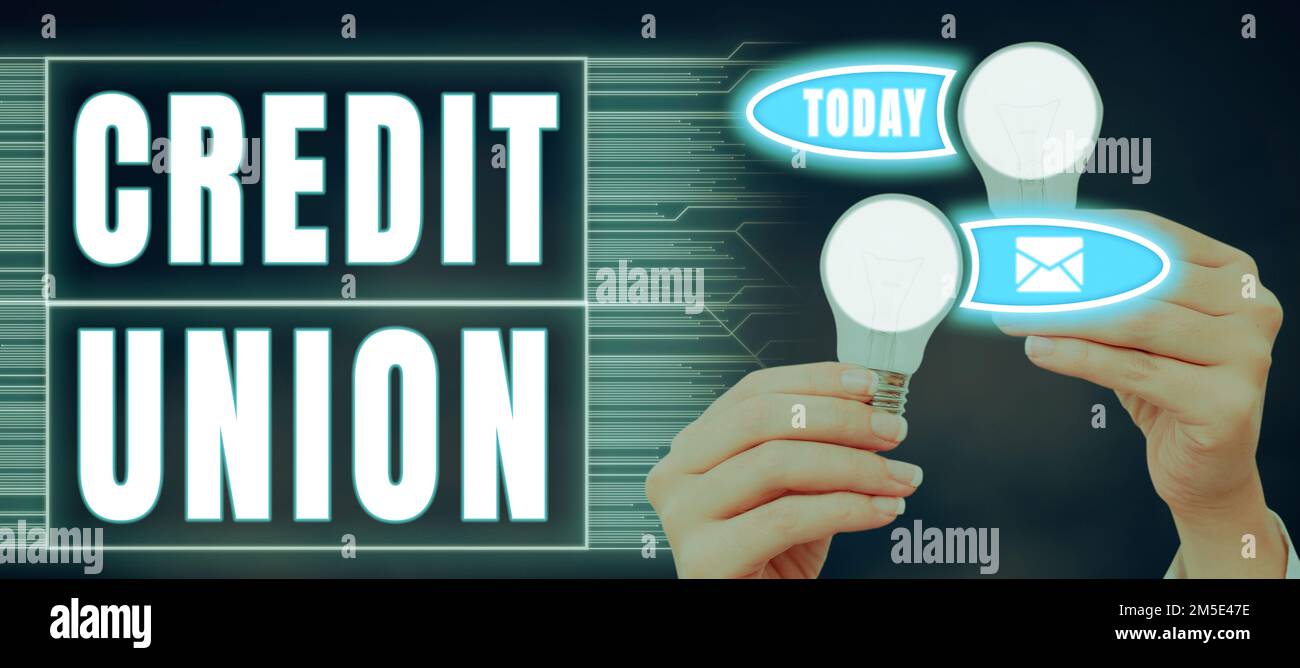 Writing displaying text Credit Union. Business idea cooperative ...