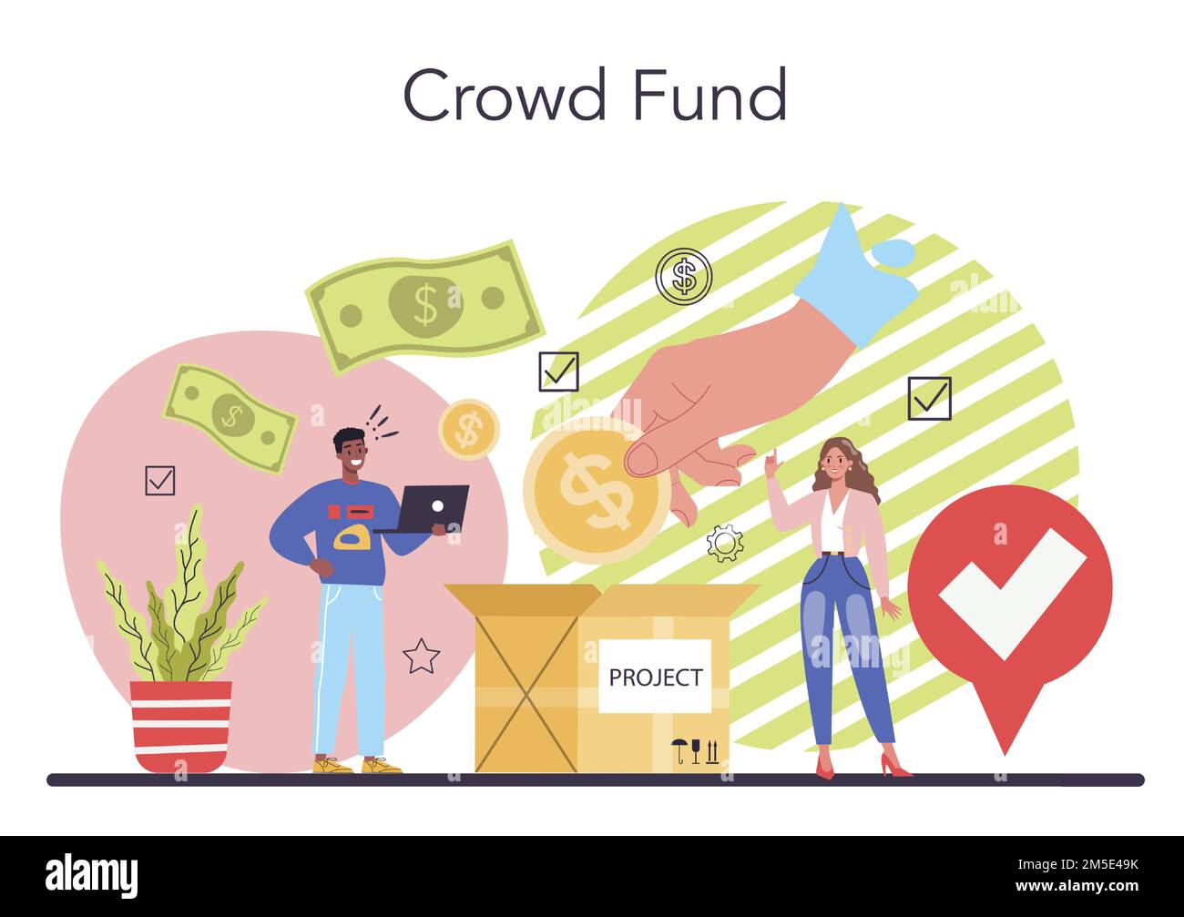 Crowdfunding concept. Financial support of new business project ...