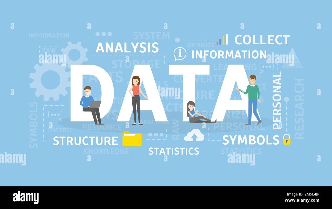 Data concept illustration. Idea of collecting, analysing and using ...