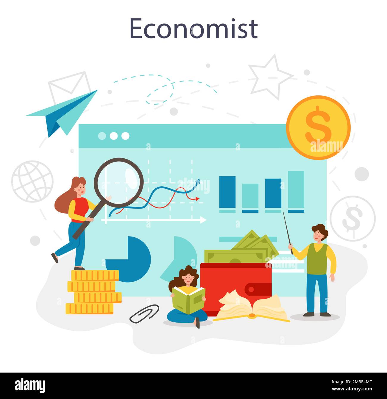 Economy school subject concept. Student studying economics and budget ...