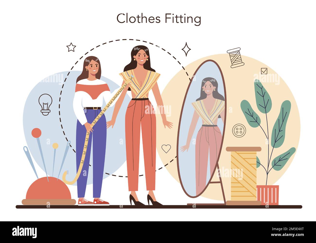 Fashion designer concept. Professional tailor sewing or fitting clothes ...