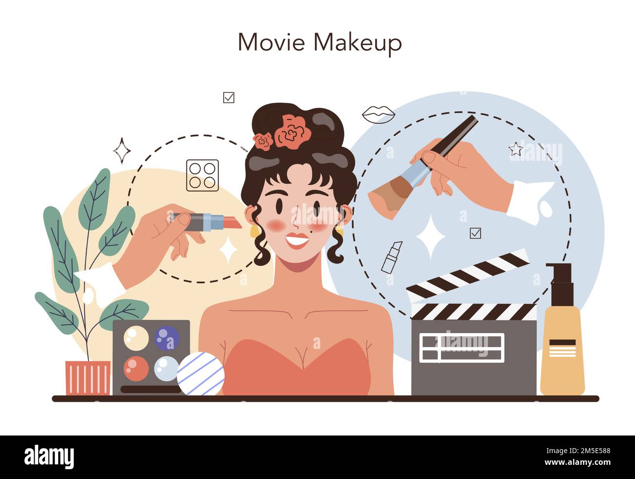 Movie make up artist concept. Professional artist applying cosmetics on ...
