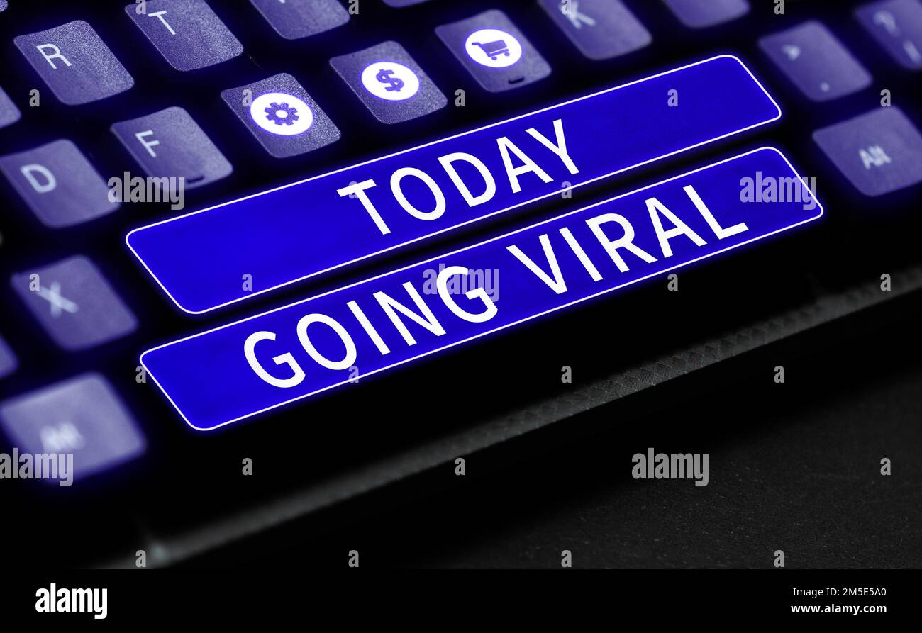 Sign displaying Going Viral. Word Written on image video or link that ...