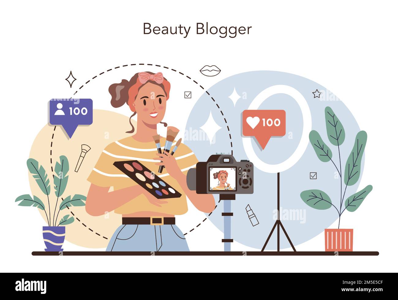 Video beauty blogger concept. Internet celebrity in social network ...