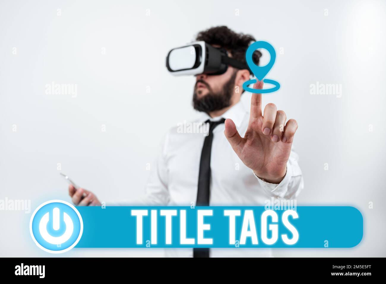 Sign displaying Title Tags. Concept meaning the HTML element that ...
