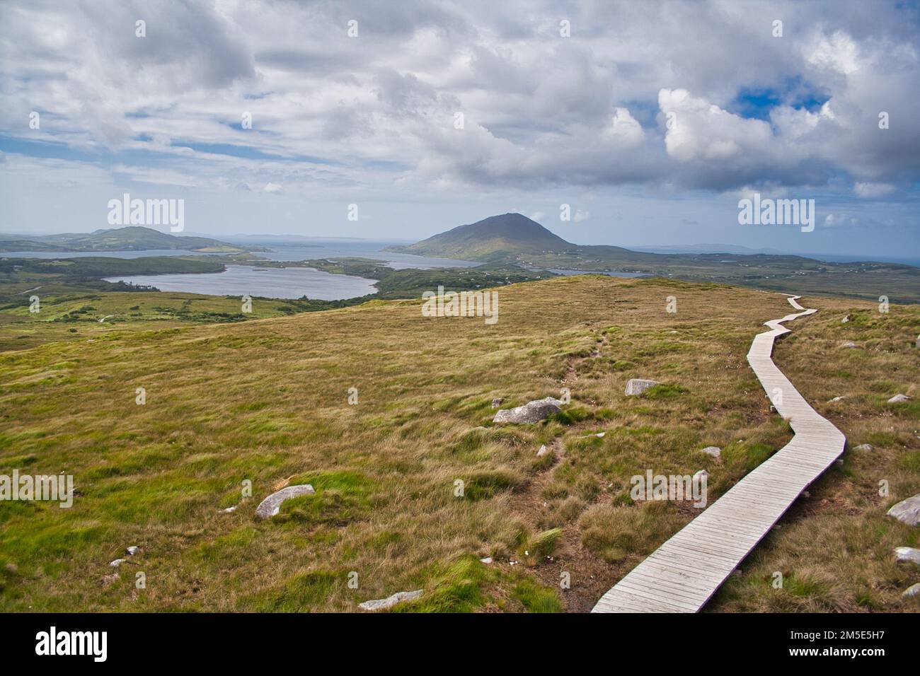 An aerial view of Diamond Hill mountain trail at the Connemara National ...