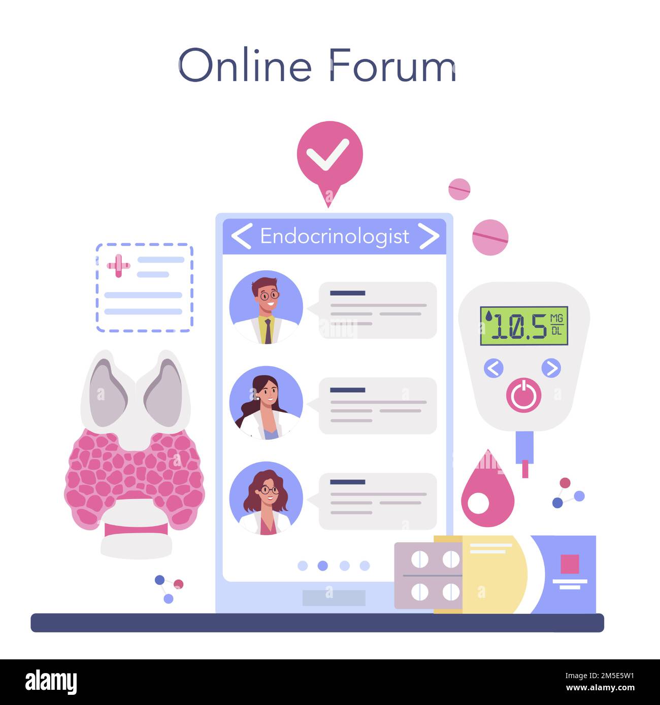 Endocrinologist online service or platform. Thyroid gland examination ...