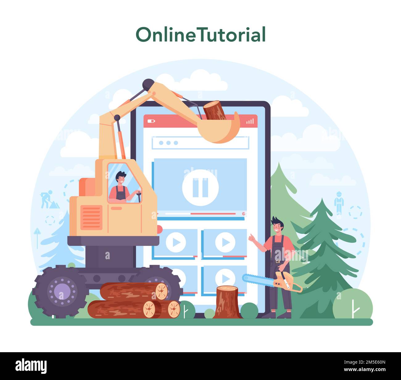 Excavator operator online service or platform. Driver excavating the ...