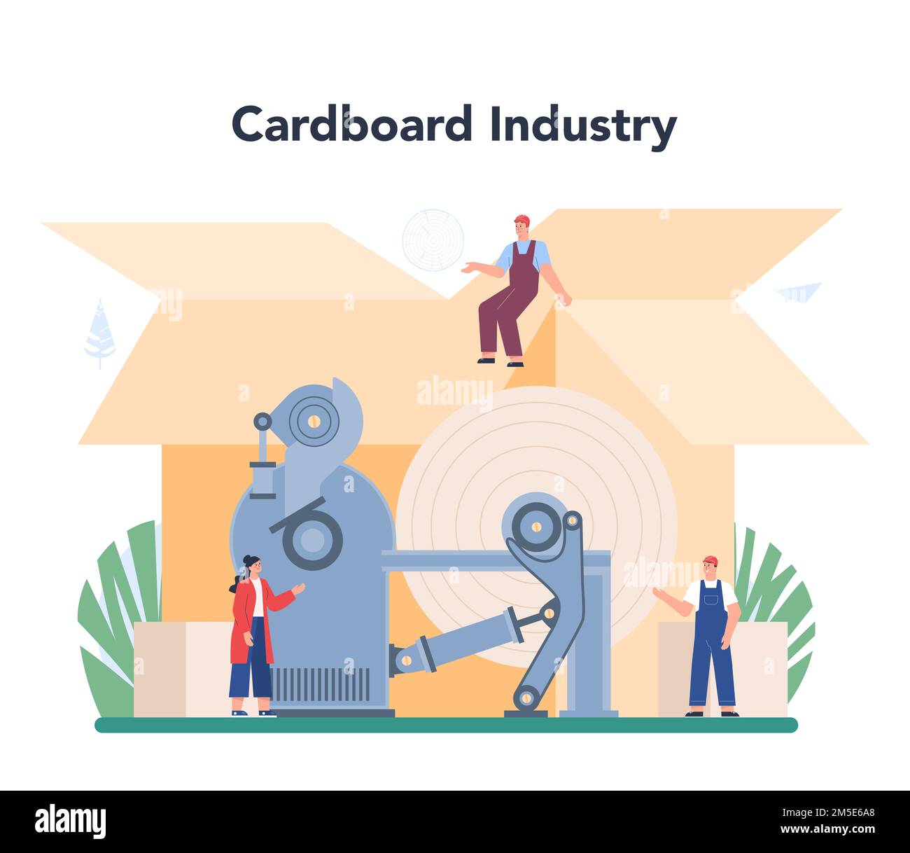 Paper production and wood processing concept. Paper factory process ...