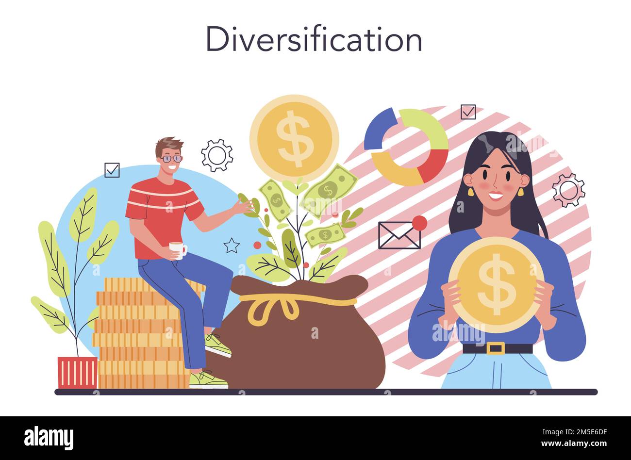 Business diversification concept. Risk management strategy, process of ...