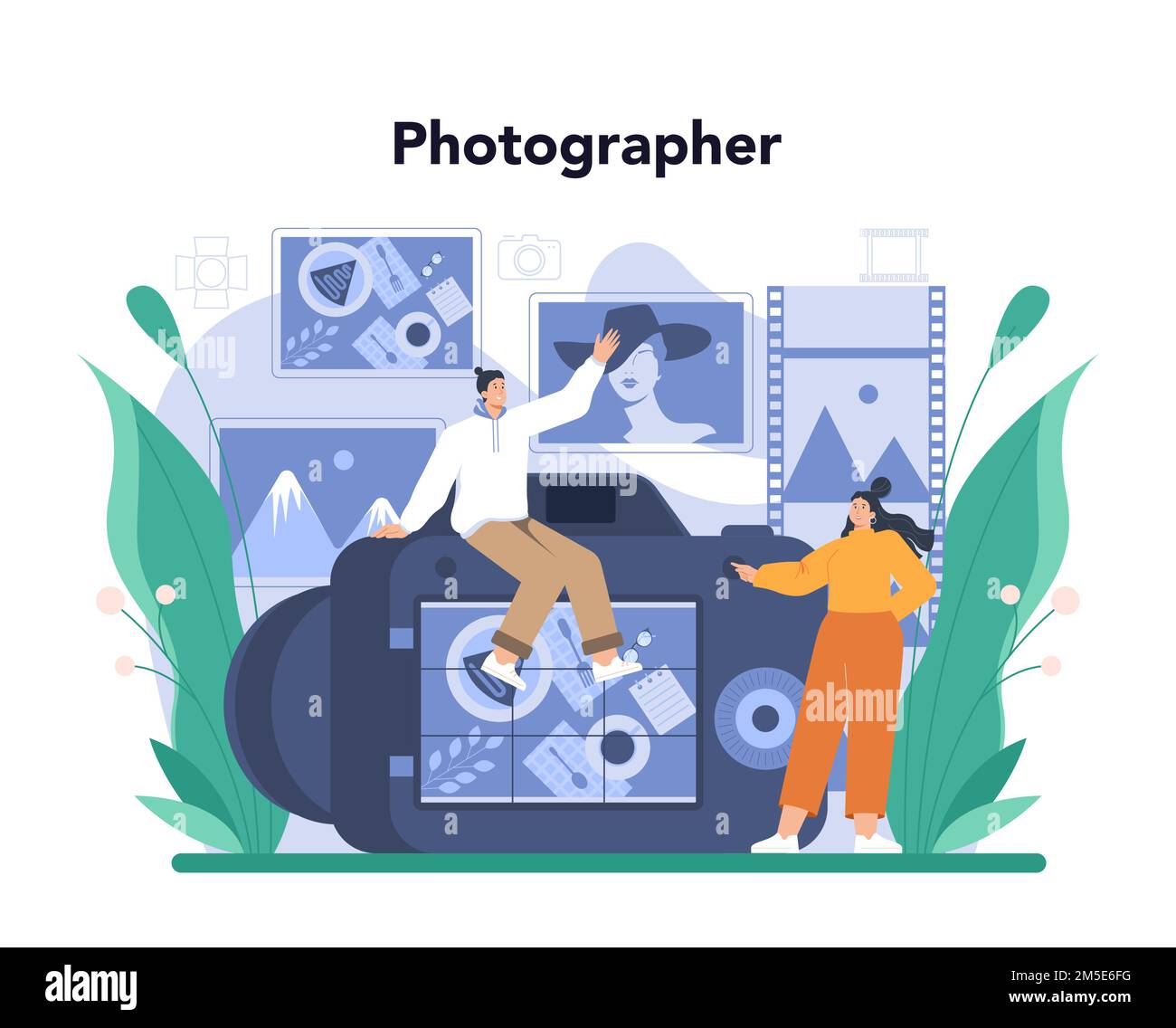 Photographer concept. Professional photographer with camera taking ...