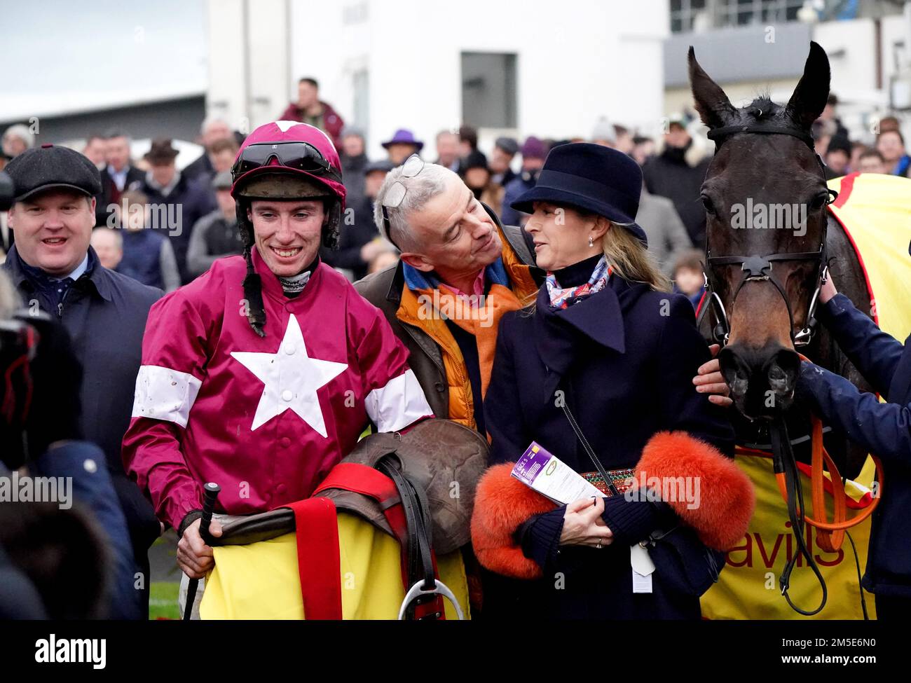 Jockey Jack Kennedy celebrates with trainer Gordon Elliott and owner ...