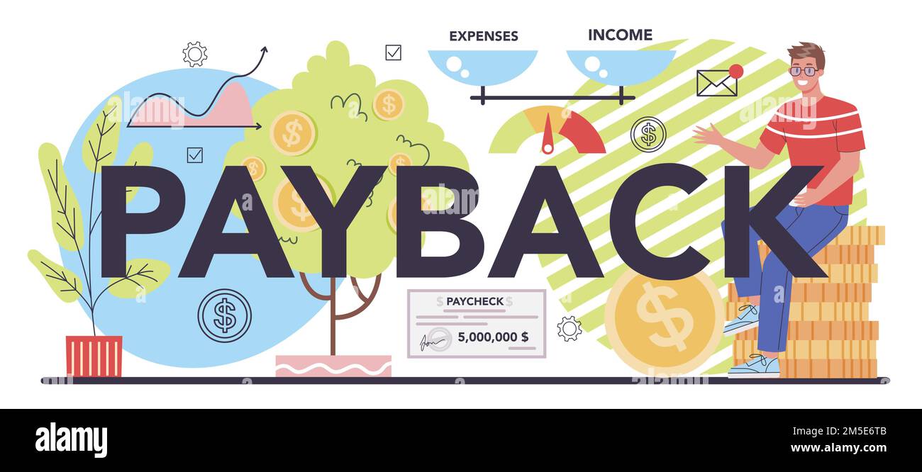 Commerce activity payback typographic header. Idea of business ...