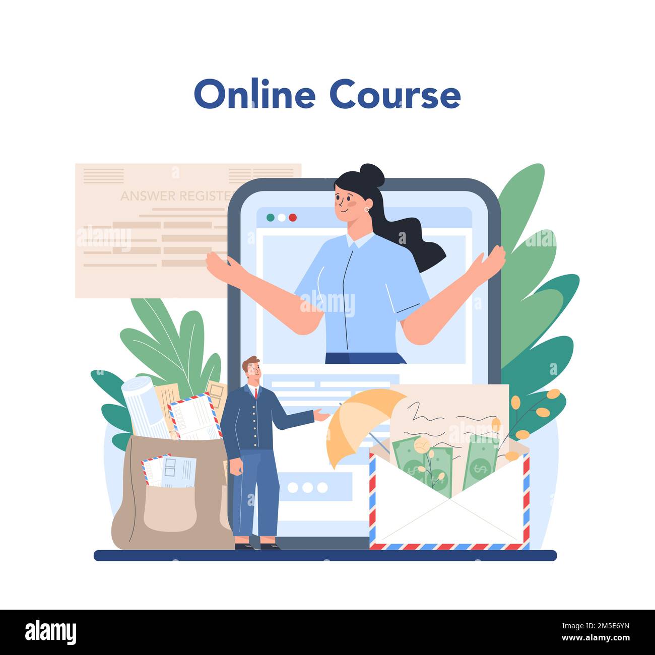 Postman profession online service or platform. Post office staff ...