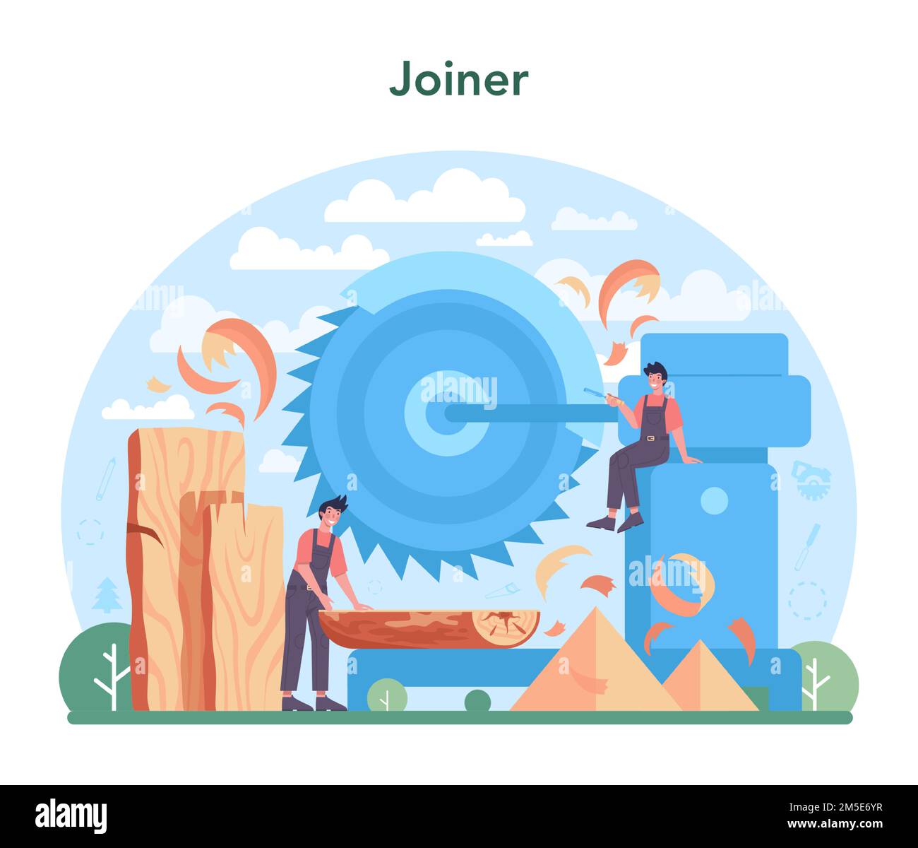 Joiner or carpenter concept. Wooden furniture constructor working with ...