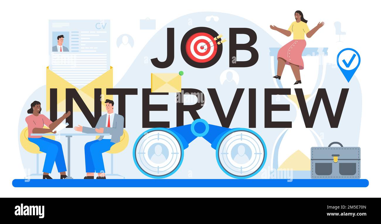 Job interview typographic header. Idea of employment and hiring ...