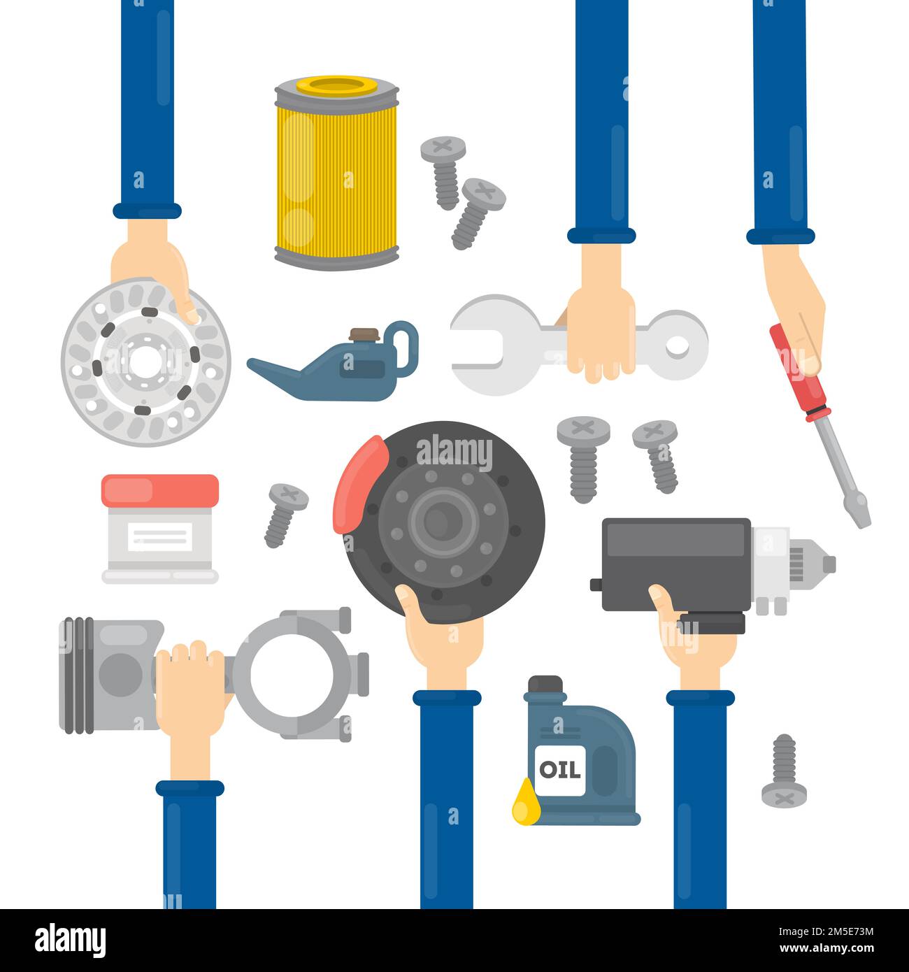 Car repair hands. Hands holding equipment for repairing automobiles as ...