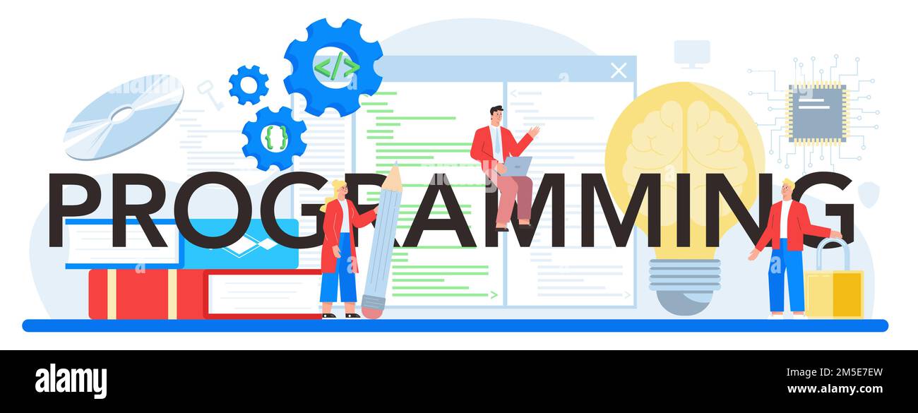 Programming Typographic Header Idea Of Coding Testing And Writing Program Using Internet And