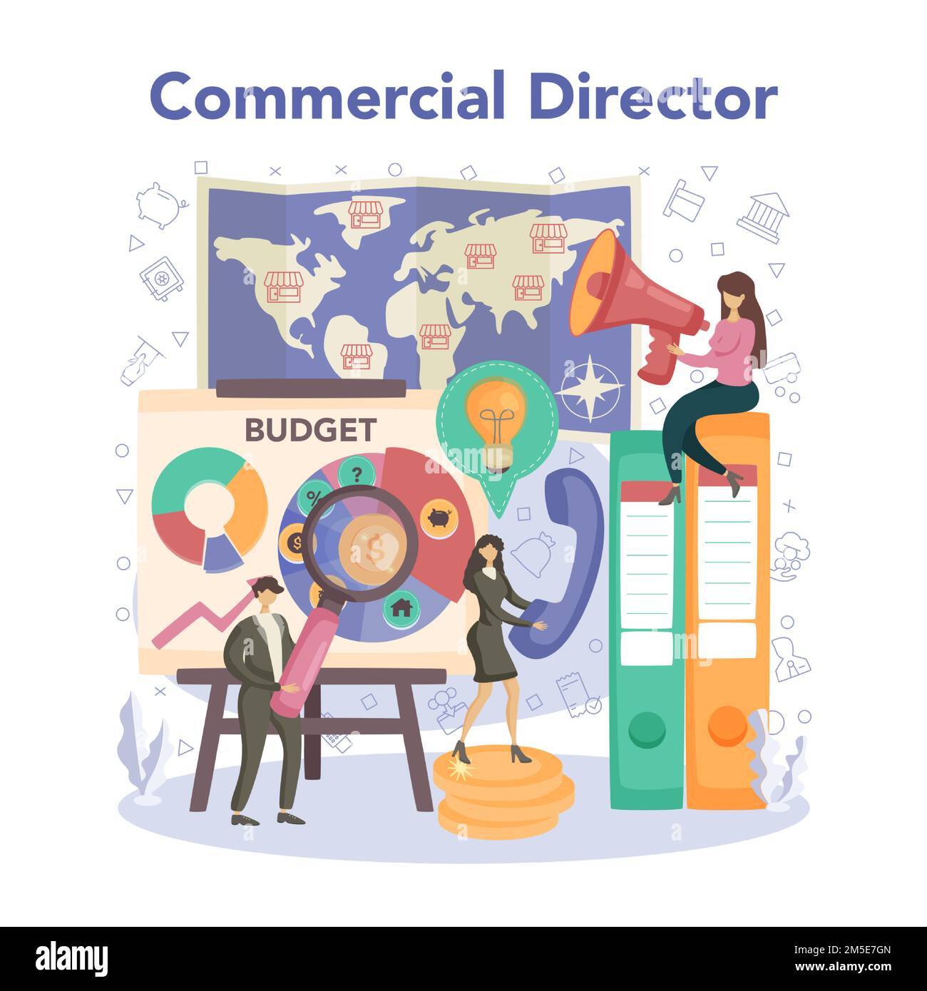 Commercial director concept. Sales manager developing business plan and ...
