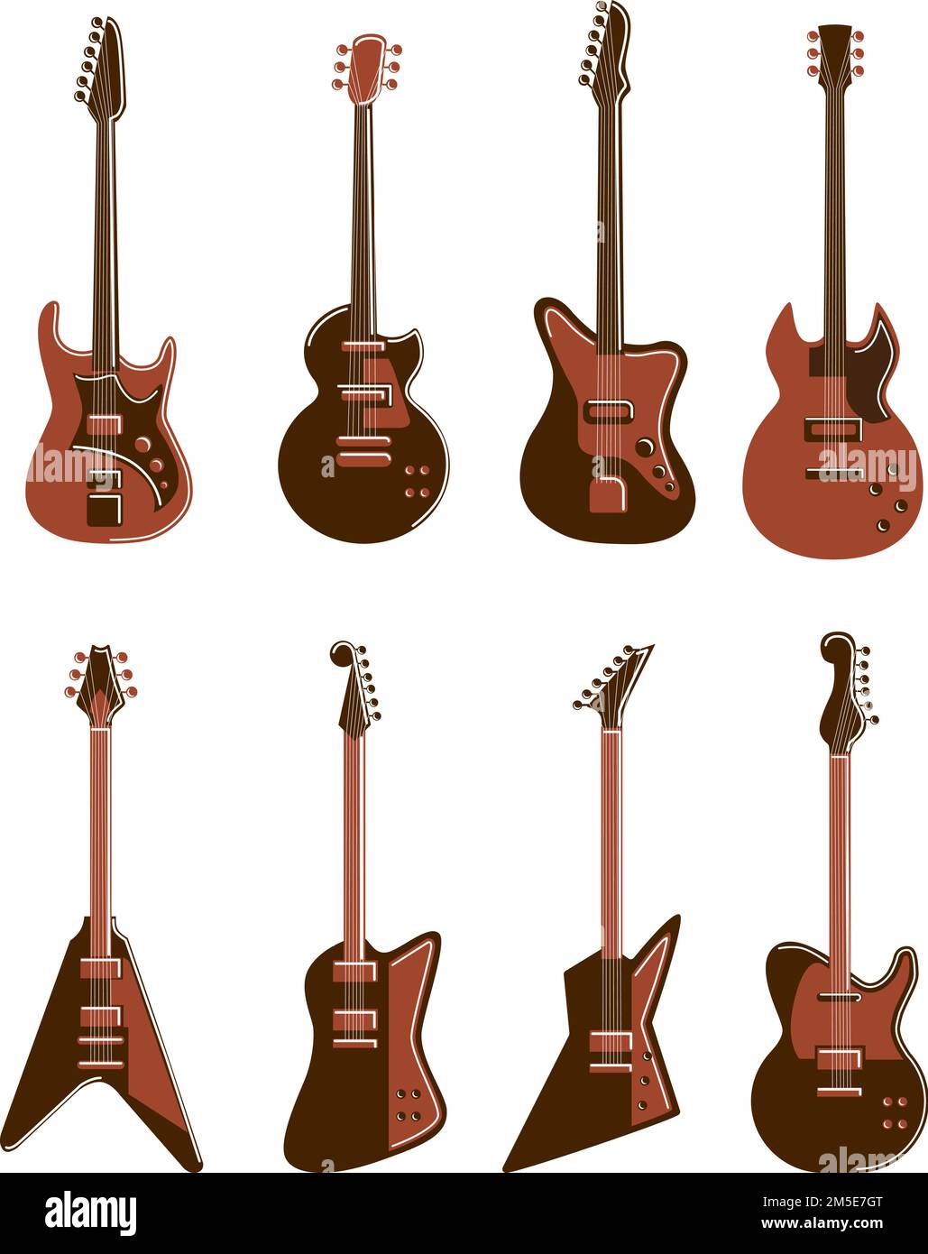 Electric guitars set on white background Stock Vector Image & Art - Alamy