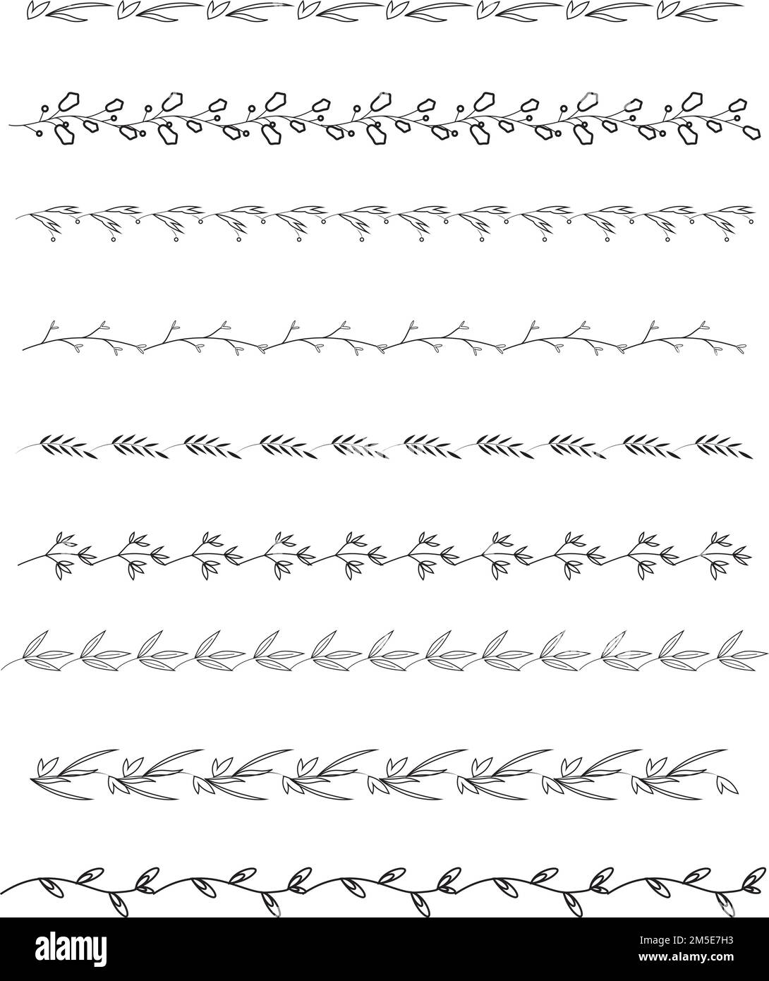 Decoration borders set on white background. Floral ornament Stock ...