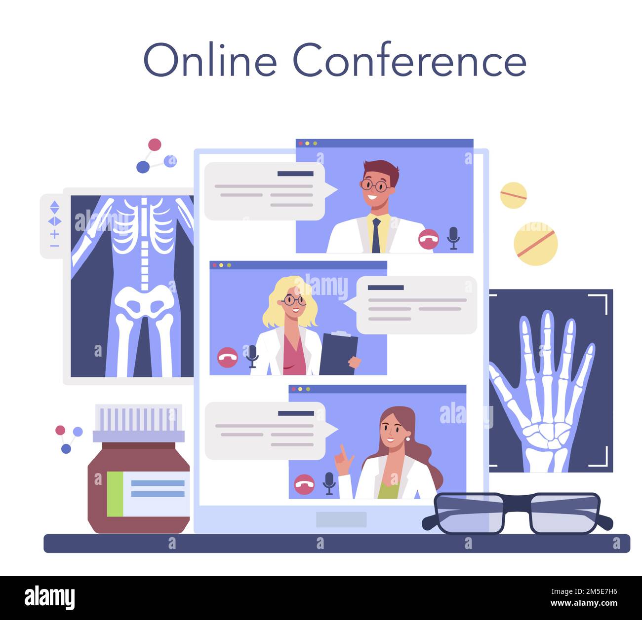 Radiologist online service or platform. X-ray, MRI and ultrasound image ...