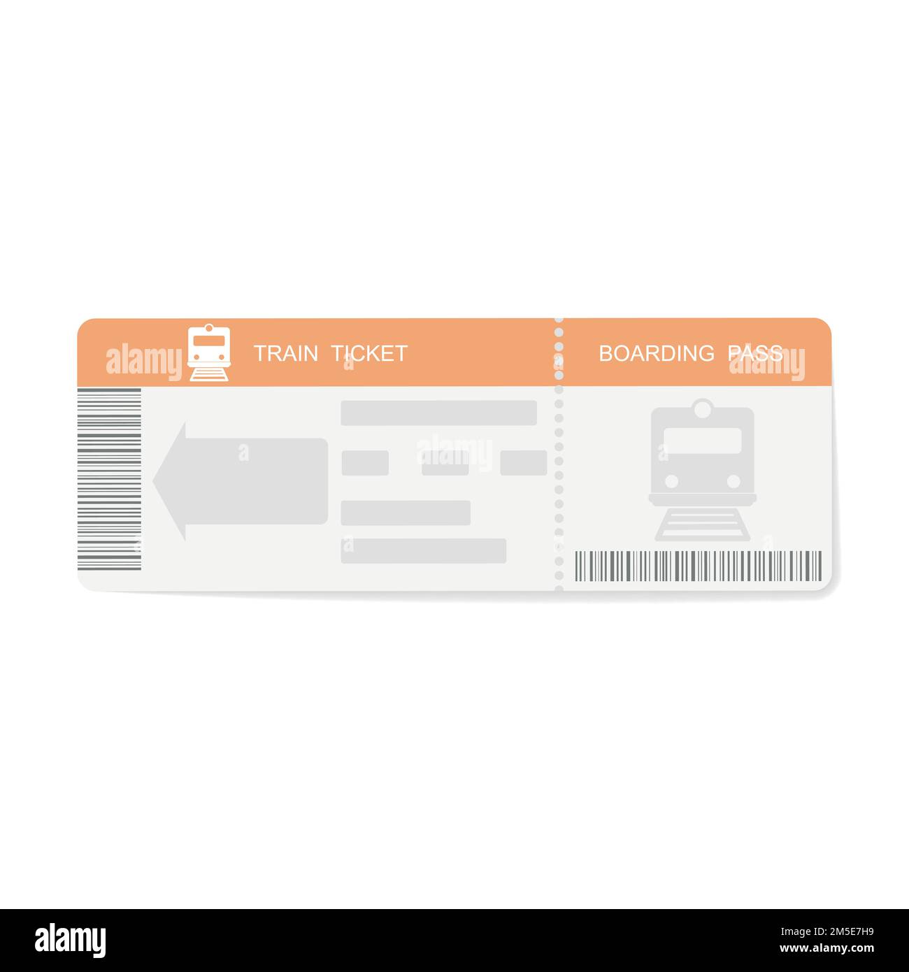 Modern Train ticket, Travel by Railway. Isolated object on white ...