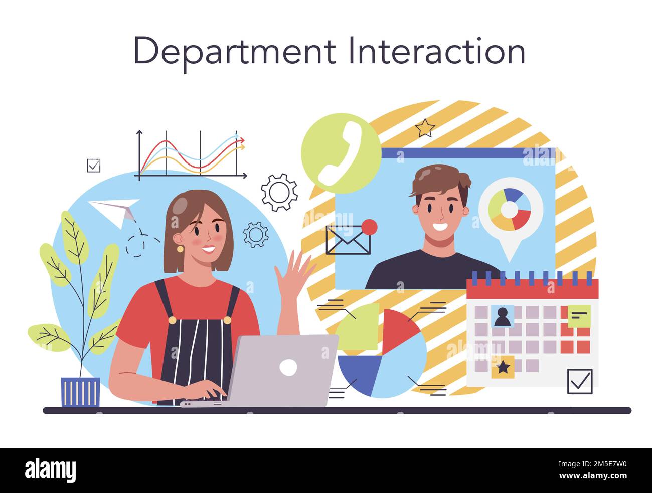 Interaction of departments concept. Business teamwork. Idea of ...