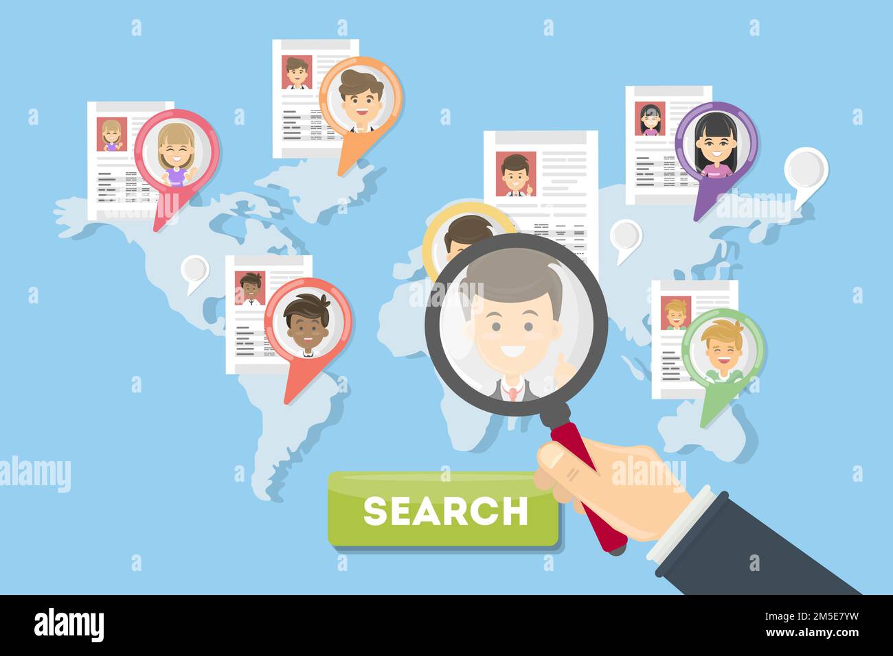 Searching people on map. Idea of hr, finding new staff and more Stock ...