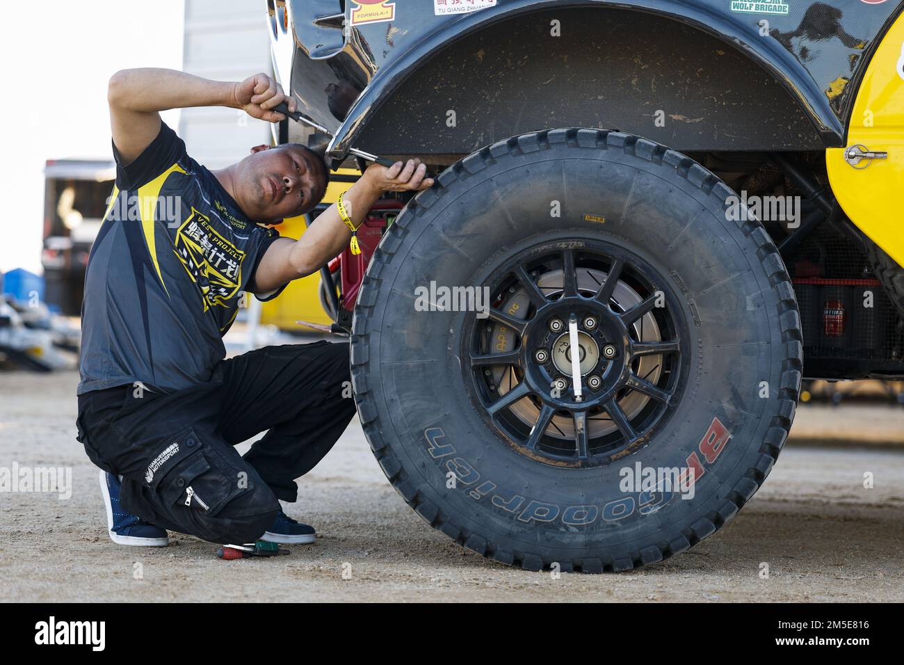 Han Wei mechanic, mecanicien during the Dakar 2023â€™s Administrative and Technical ...