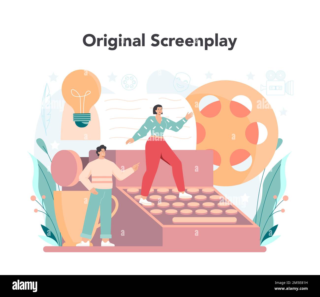 Screenwriter concept. Playwright create a screenplay for movie. Author ...