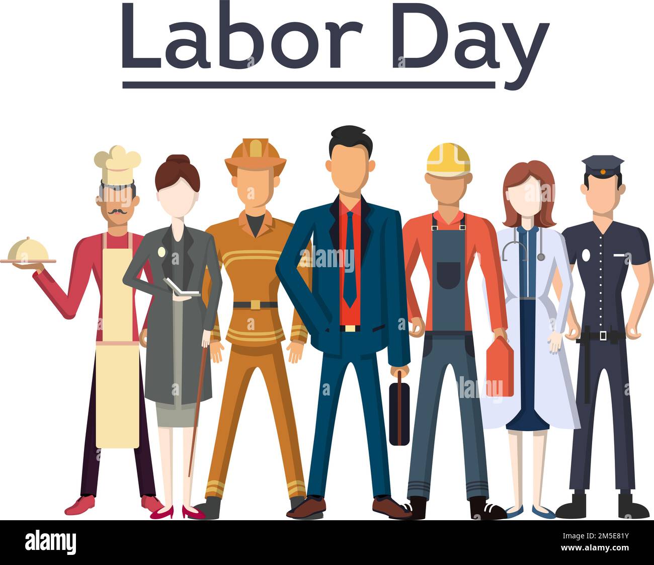 Labor day illustration. People of different occupations staying on ...