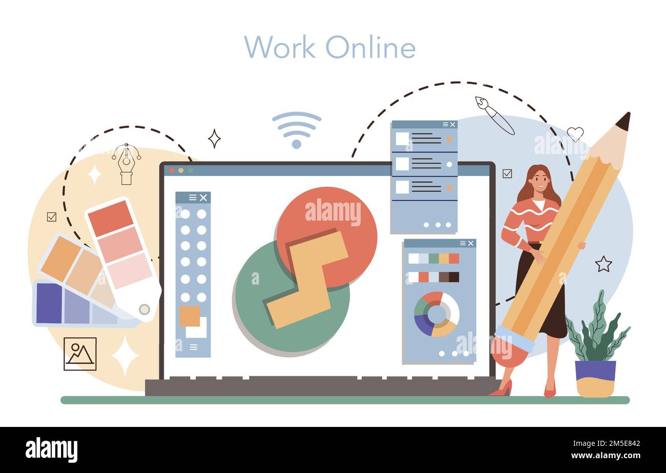 Designer online service or platform. Advert designer or graphic ...