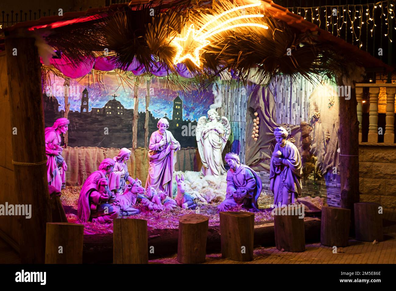 December 15, 2022, Haifa, Israel: Christmas installation of birth of ...