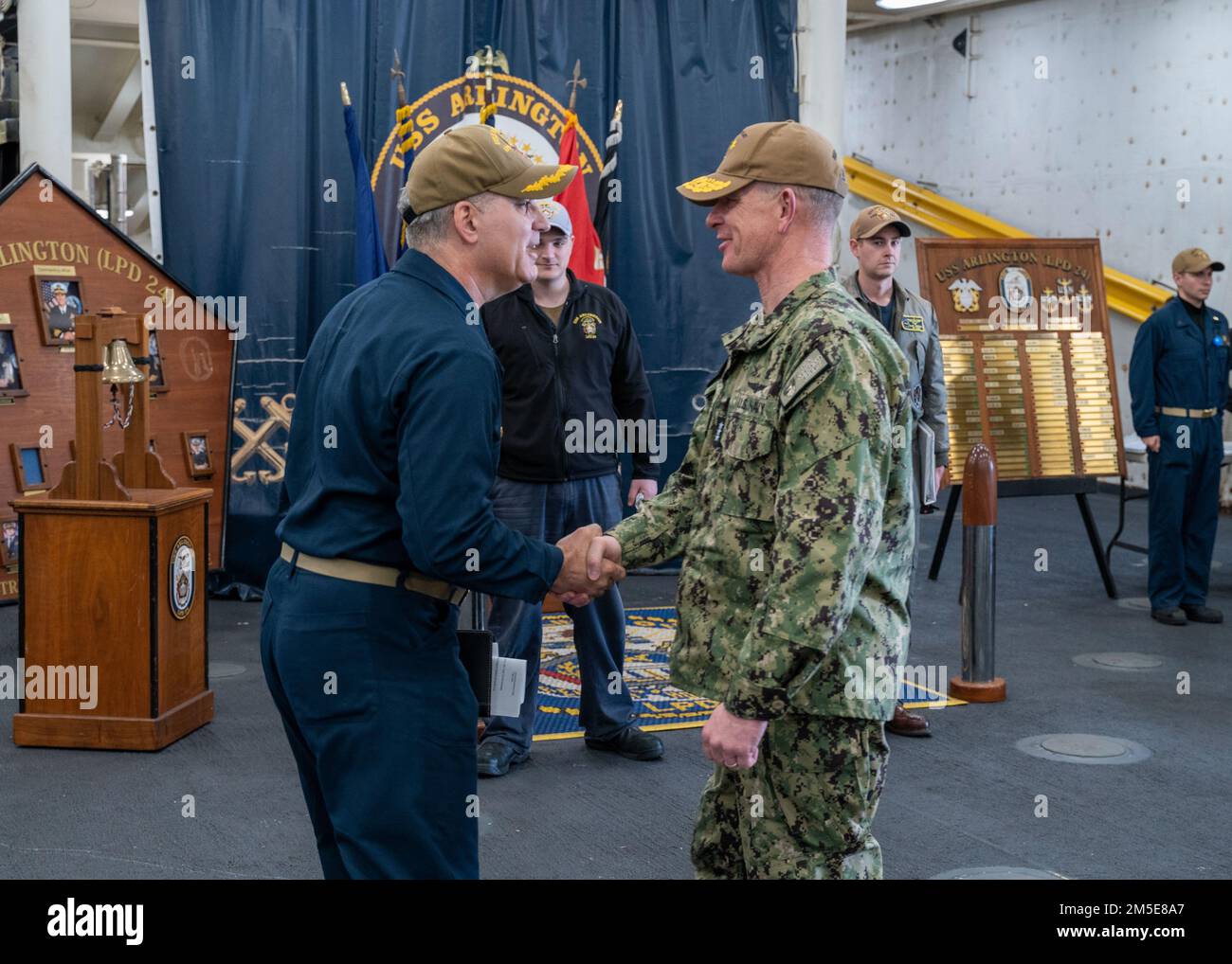 NORFOLK (March 7, 2022) – Capt. Eric Kellum, commanding officer of the San Antonio-class ...
