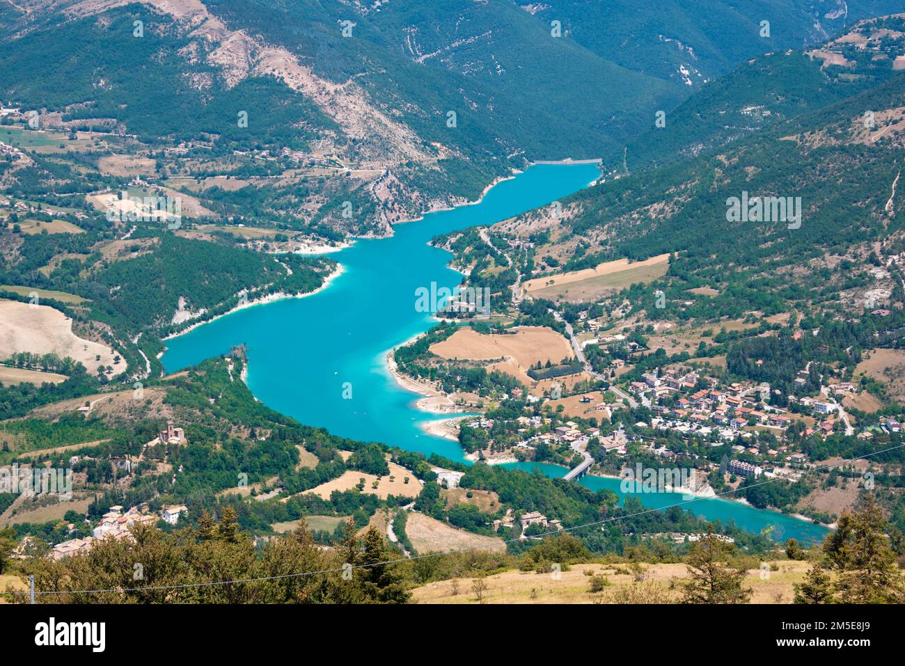 Beautiful Fiastra lake in Italy seen from above Stock Photo - Alamy