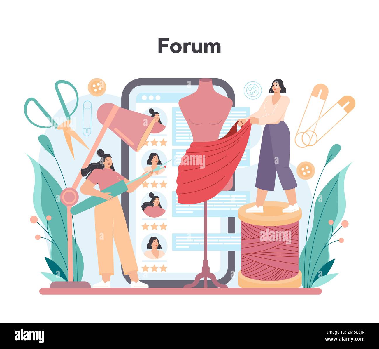 Woman sewing on machine production Stock Vector Images - Alamy