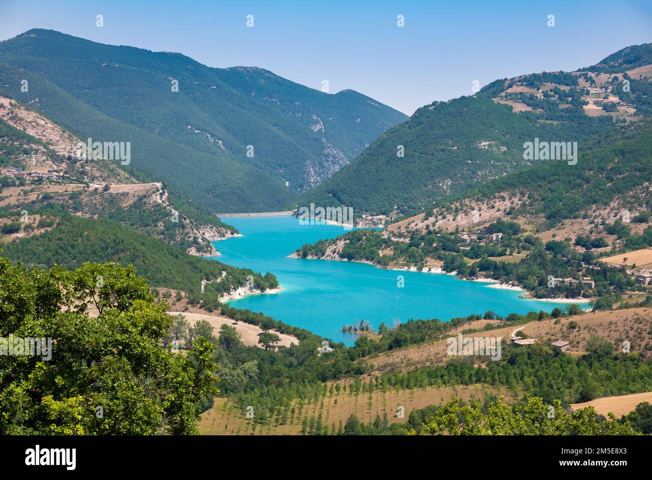 Beautiful Fiastra lake in Italy seen from above Stock Photo - Alamy