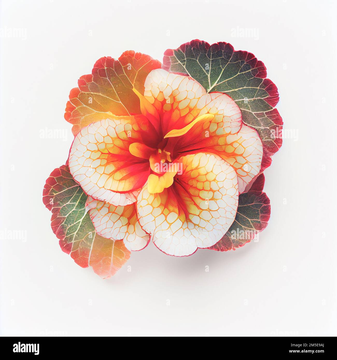 Top view a Begonia flower isolated on a white background, suitable for ...