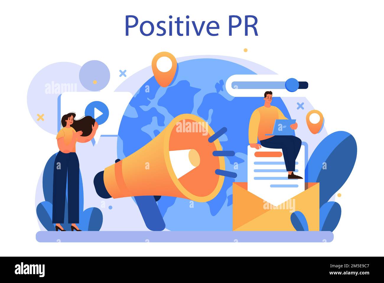 Positive public relations concept. Successful brand advertising ...