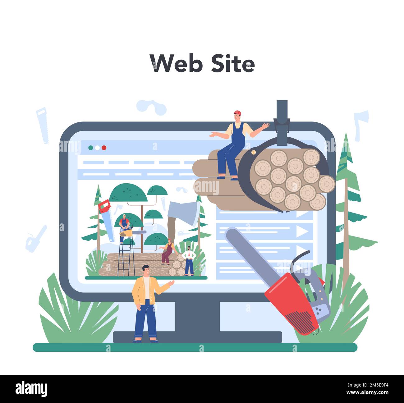 Timber industry and wood production online service or platform. Logging ...