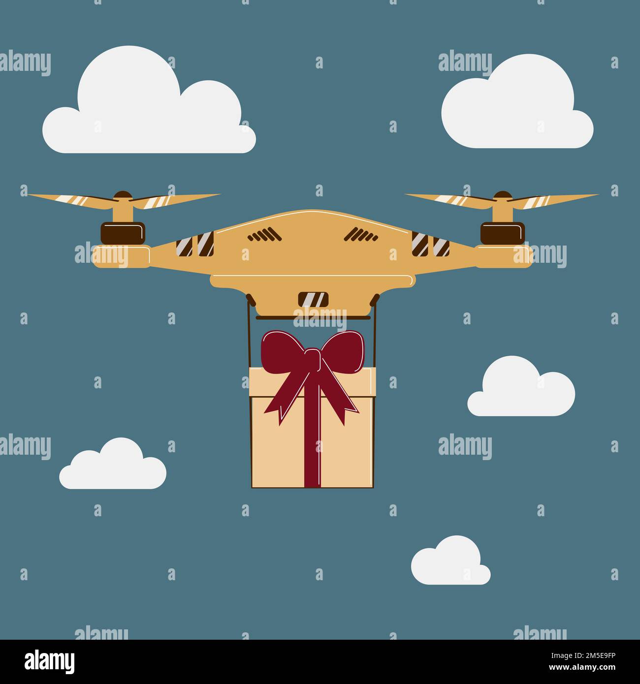drone with a gift. modern Flat Vector Illustration Stock Vector Image ...