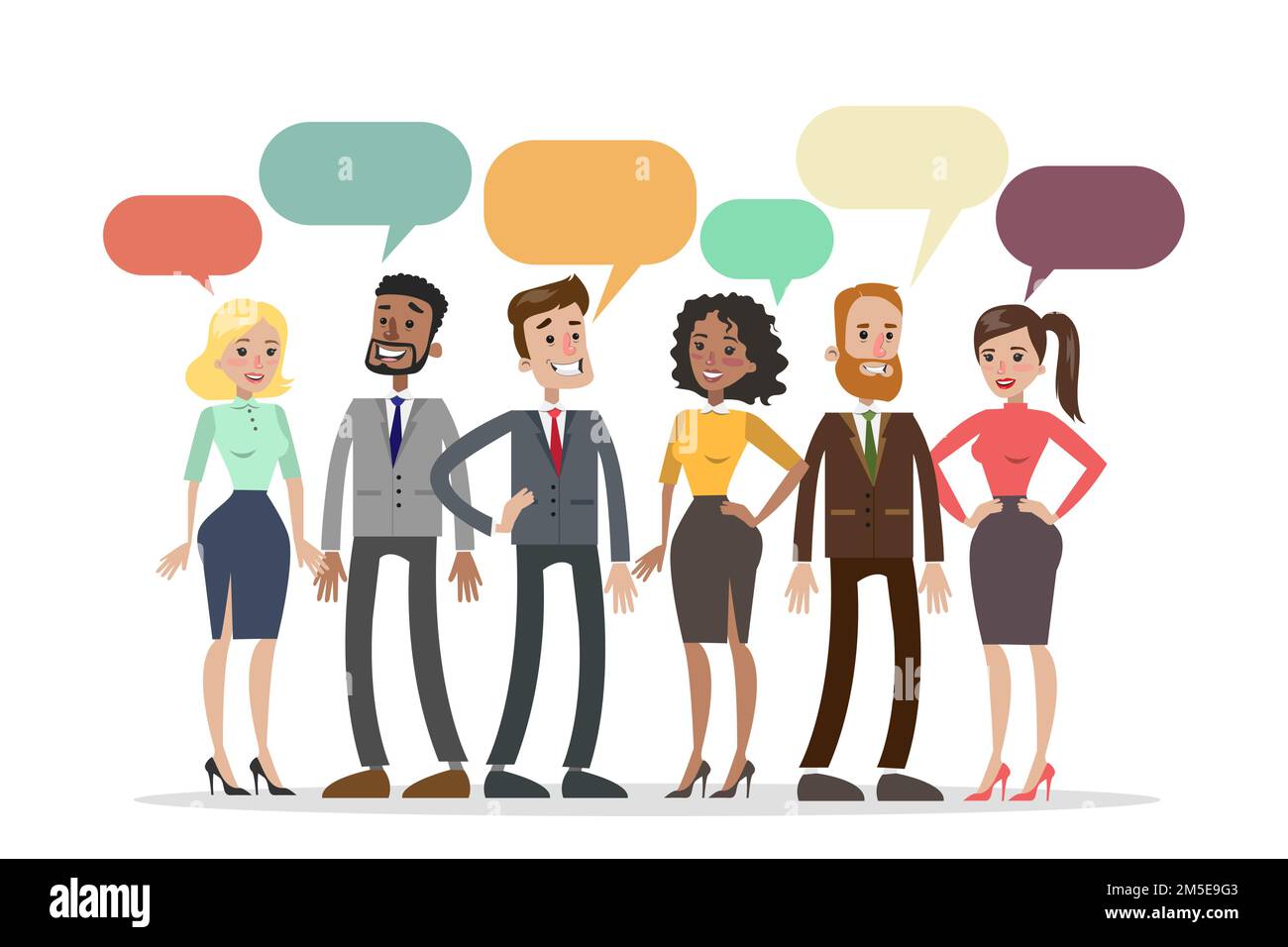People talking together with colorful speech bubbles Stock Vector Image ...