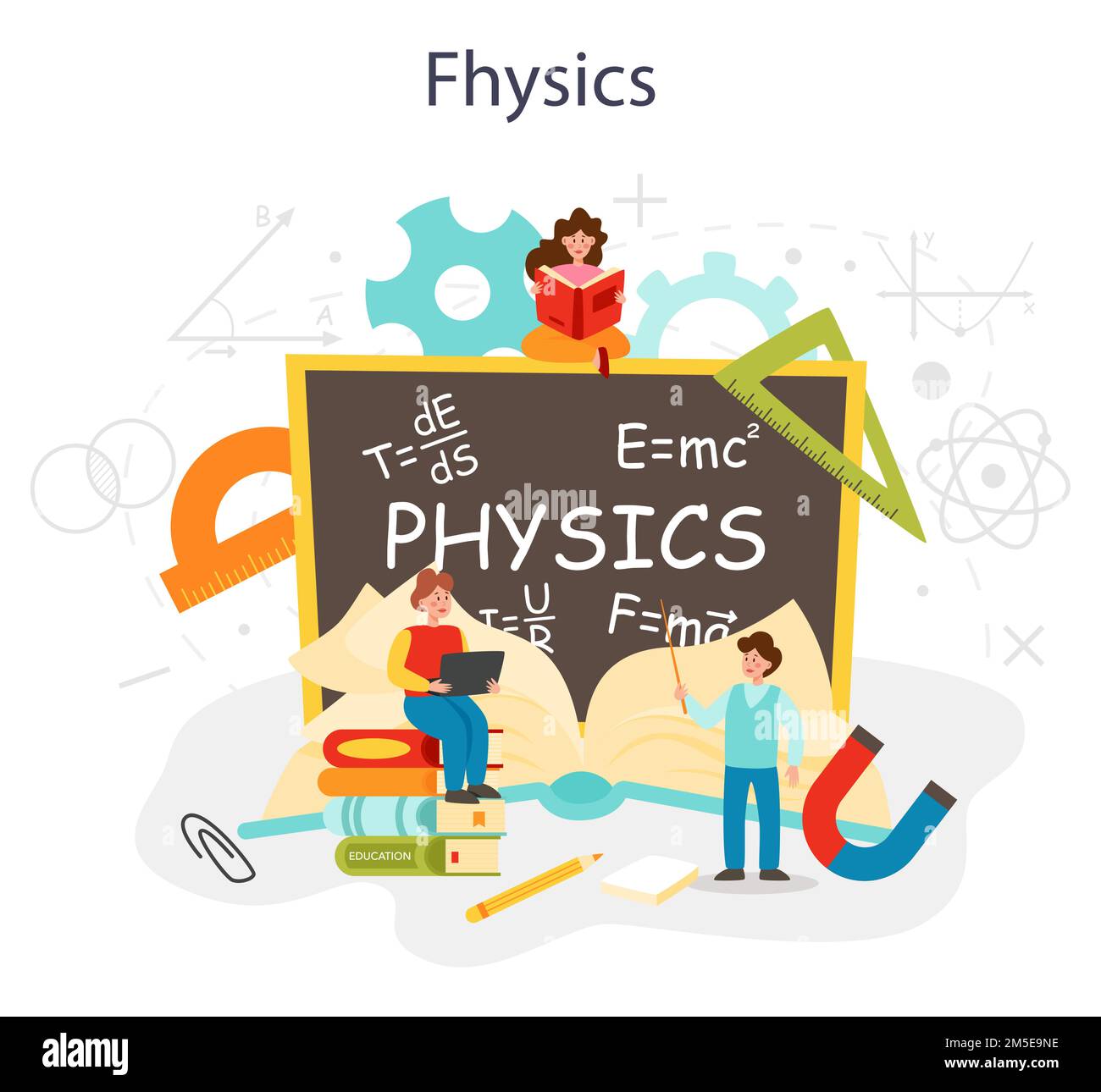 Physics school subject concept. Scientist explore electricity ...