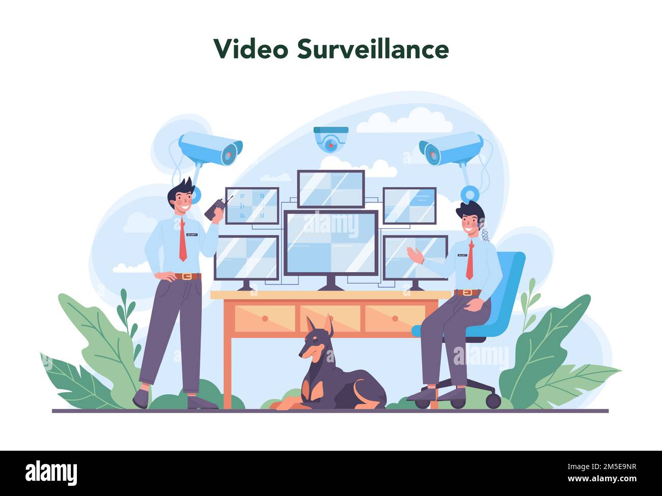 Security guard concept set. Surveillance and ptrotection idea ...