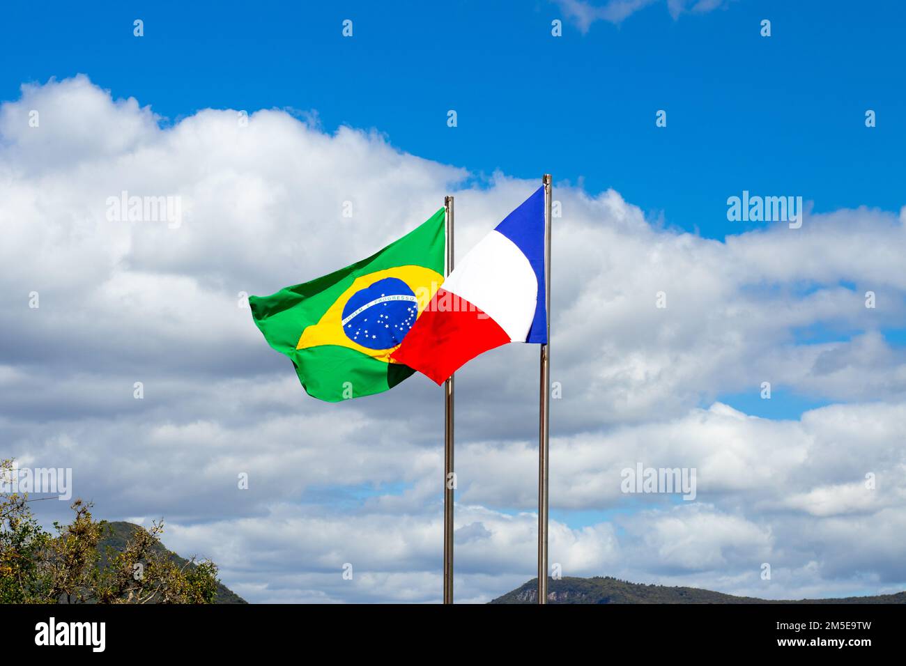Flags of Brazil and France Stock Photo - Alamy