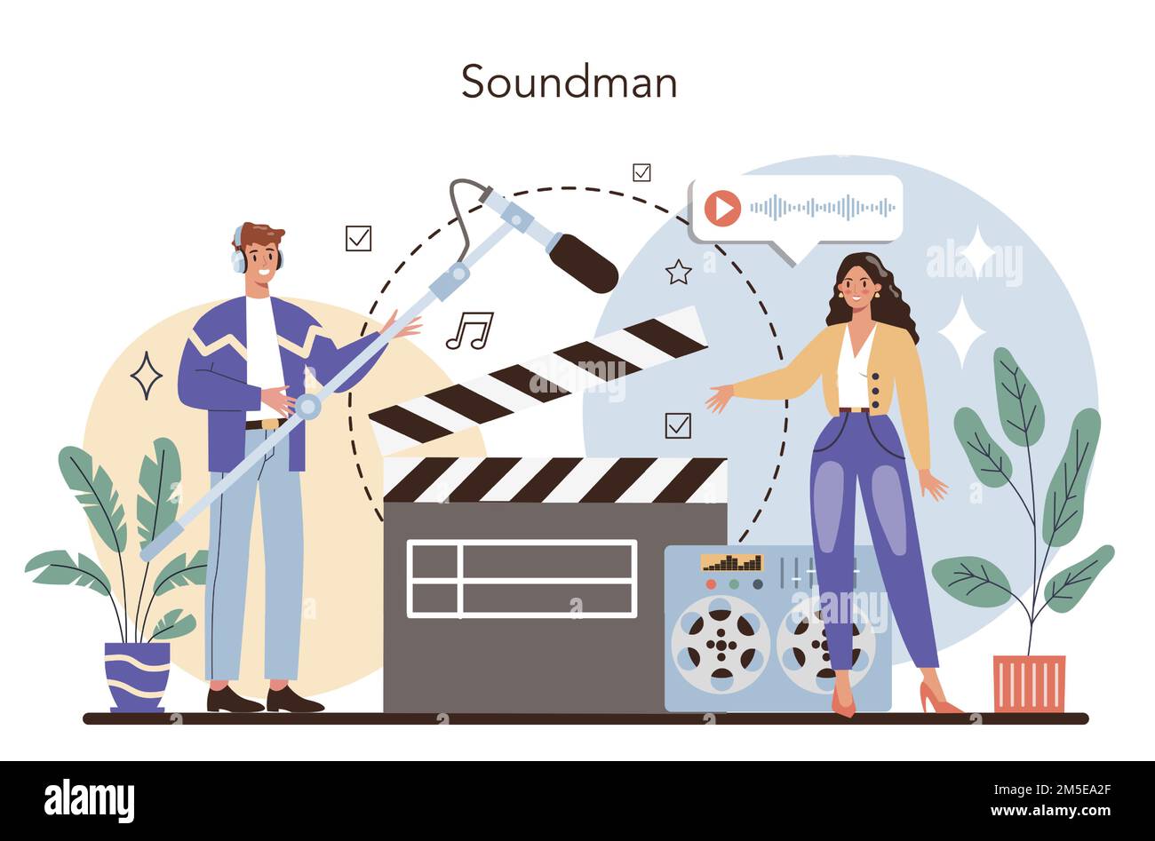 Sound engineer concept. Music production industry, sound recording with ...