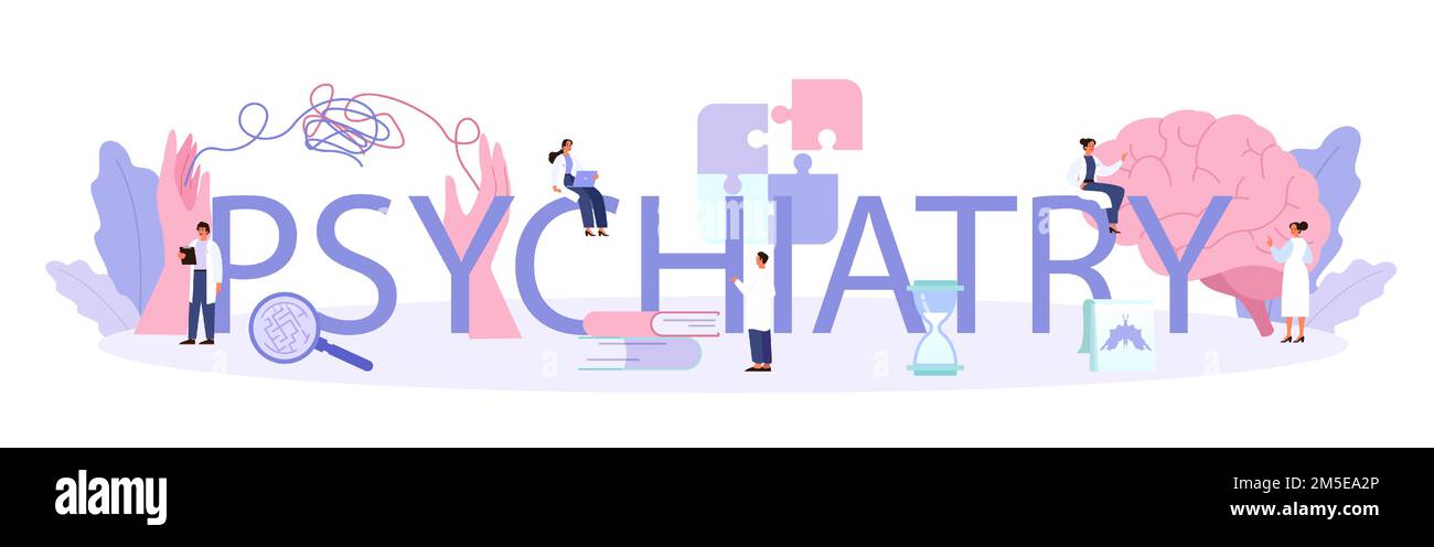 Psychiatry typographic header. Mental health diagnostic. Doctor ...