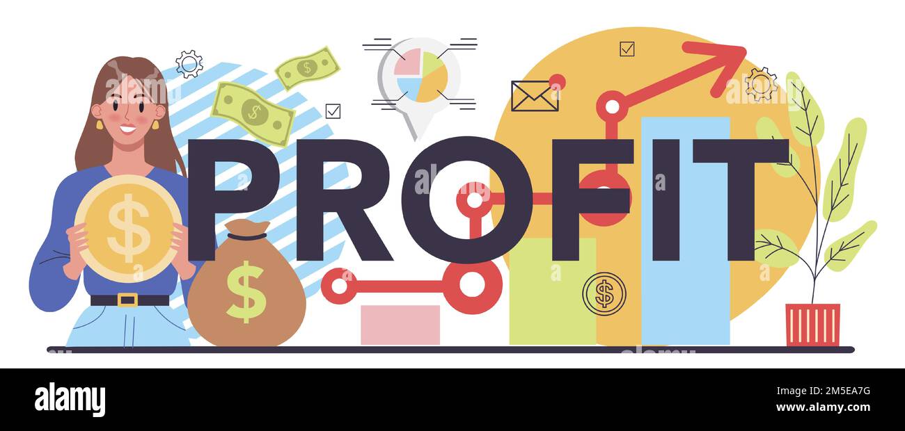 Profit typographic header. Idea of business success and financial ...