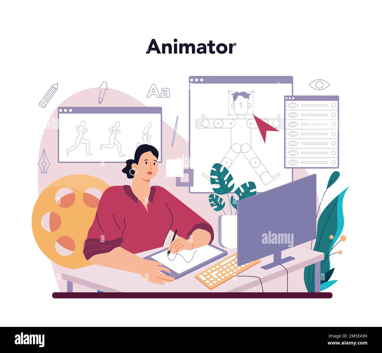 Cartoon artist drawing animation Stock Vector Images - Alamy